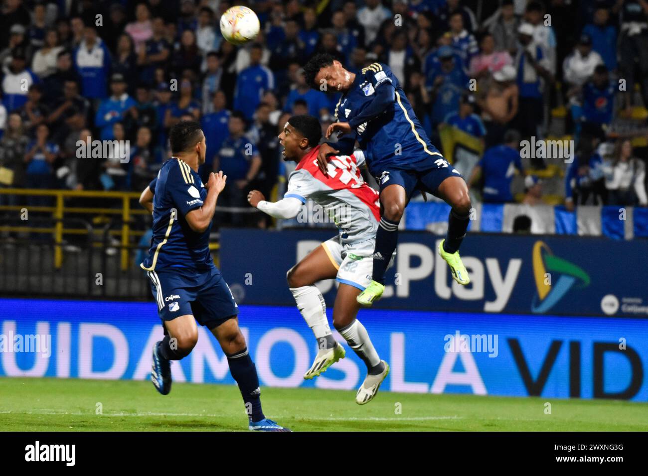 Bogota, Colombia. 30th Mar, 2024. Fortaleza's Joyce Esteban Ossa (C ...