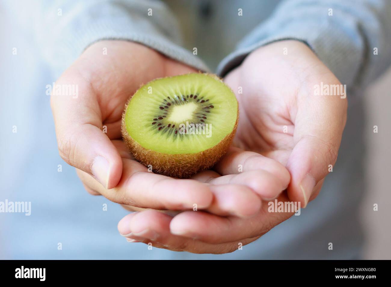 Woman holding fresh kiwi hands hi-res stock photography and images - Alamy