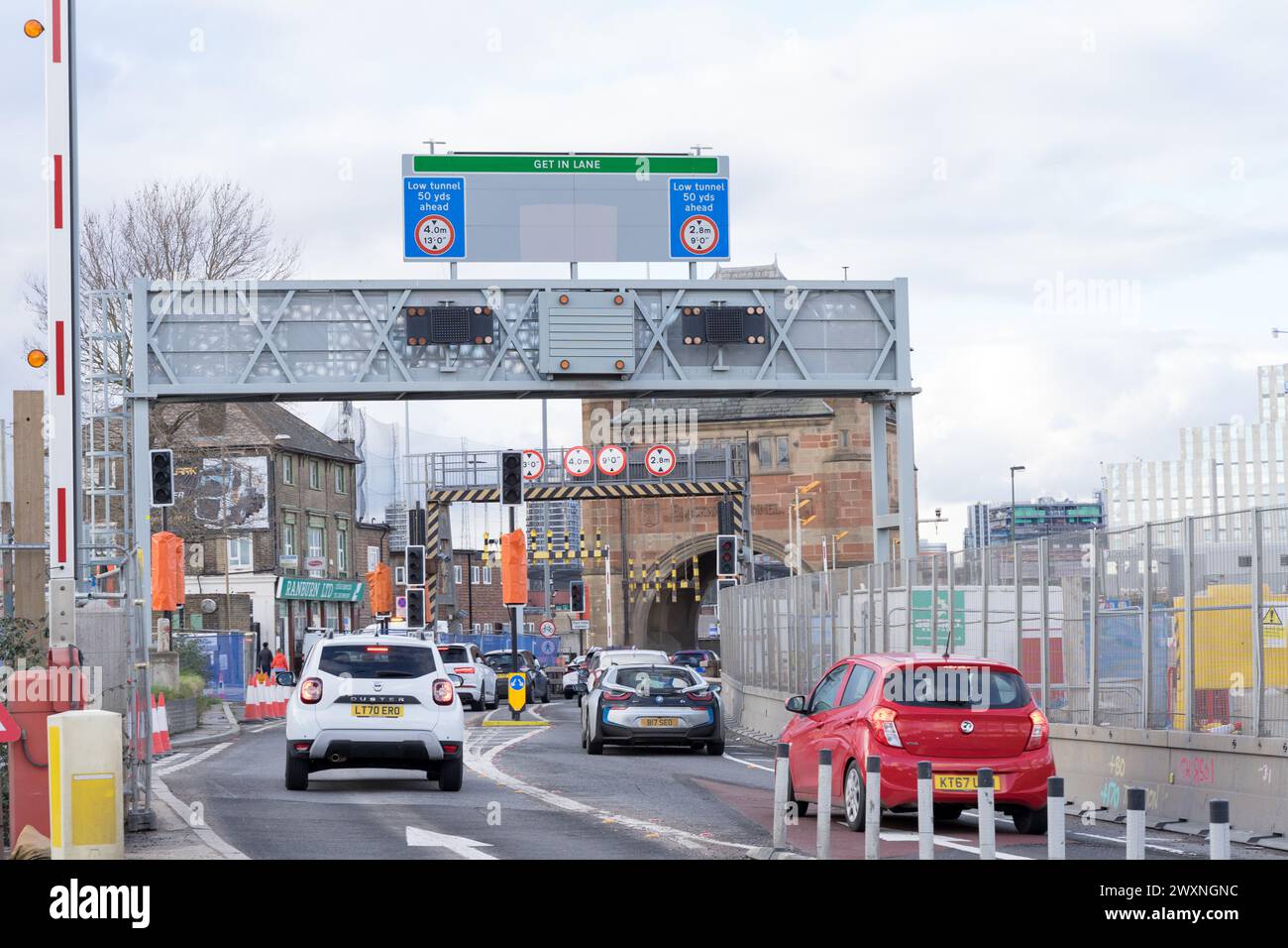 Overhead gantry near north bound entrance to Black wall Tunnel ...