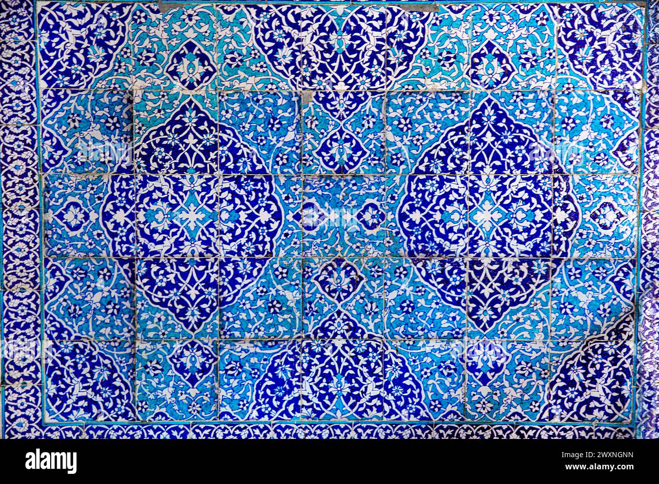 Beautiful tile with oriental blue and turquoise pattern, Pakistan Stock ...