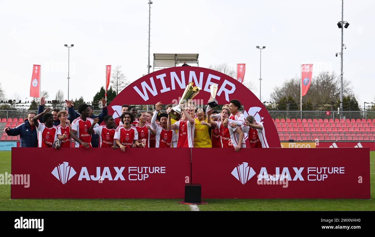 AMSTERDAM - Ajax U17 players celebrate winning the Future Cup 2024 at ...