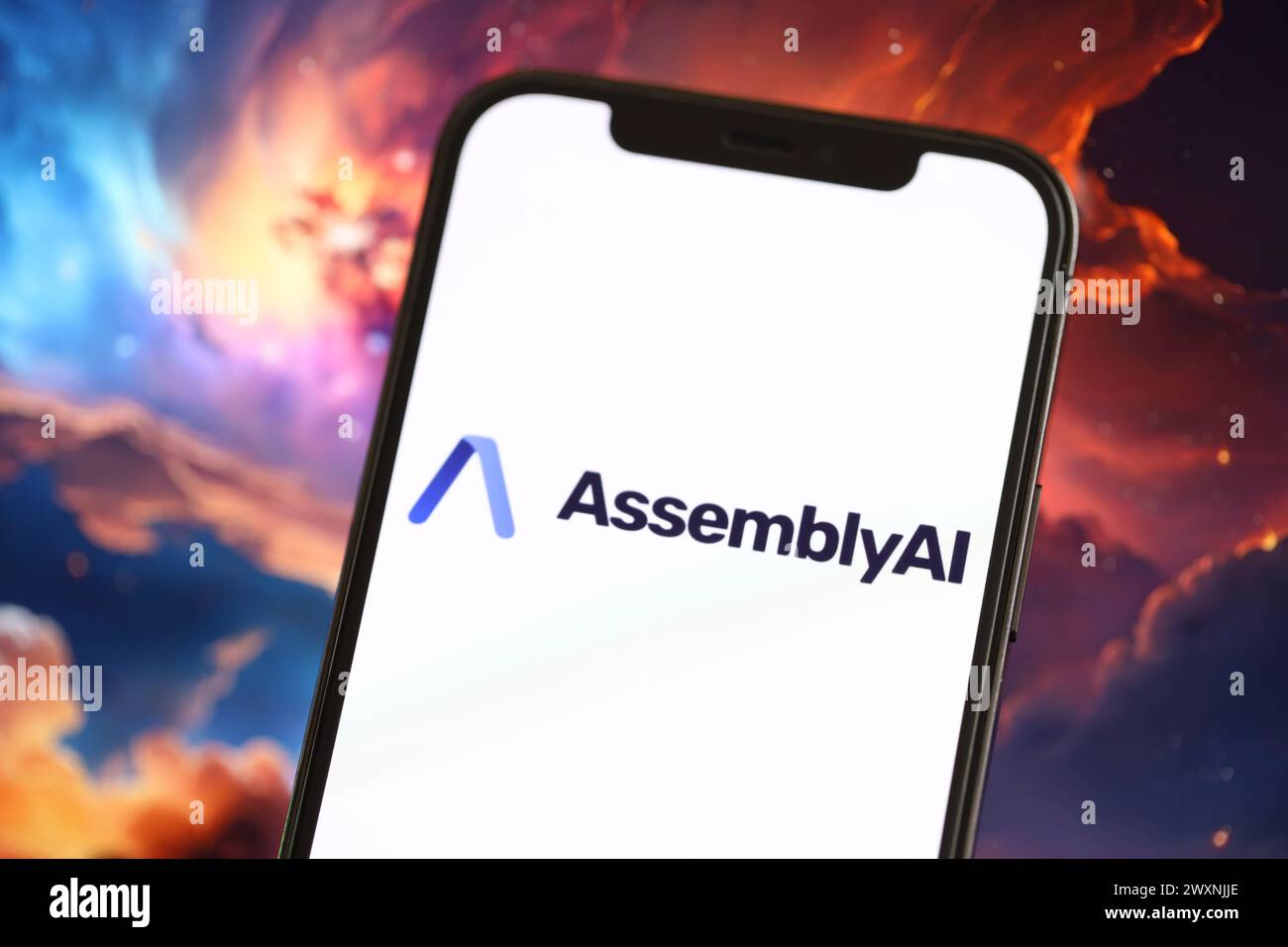 KYIV, UKRAINE - MARCH 17, 2024 AssemblyAI logo on iPhone display screen ...