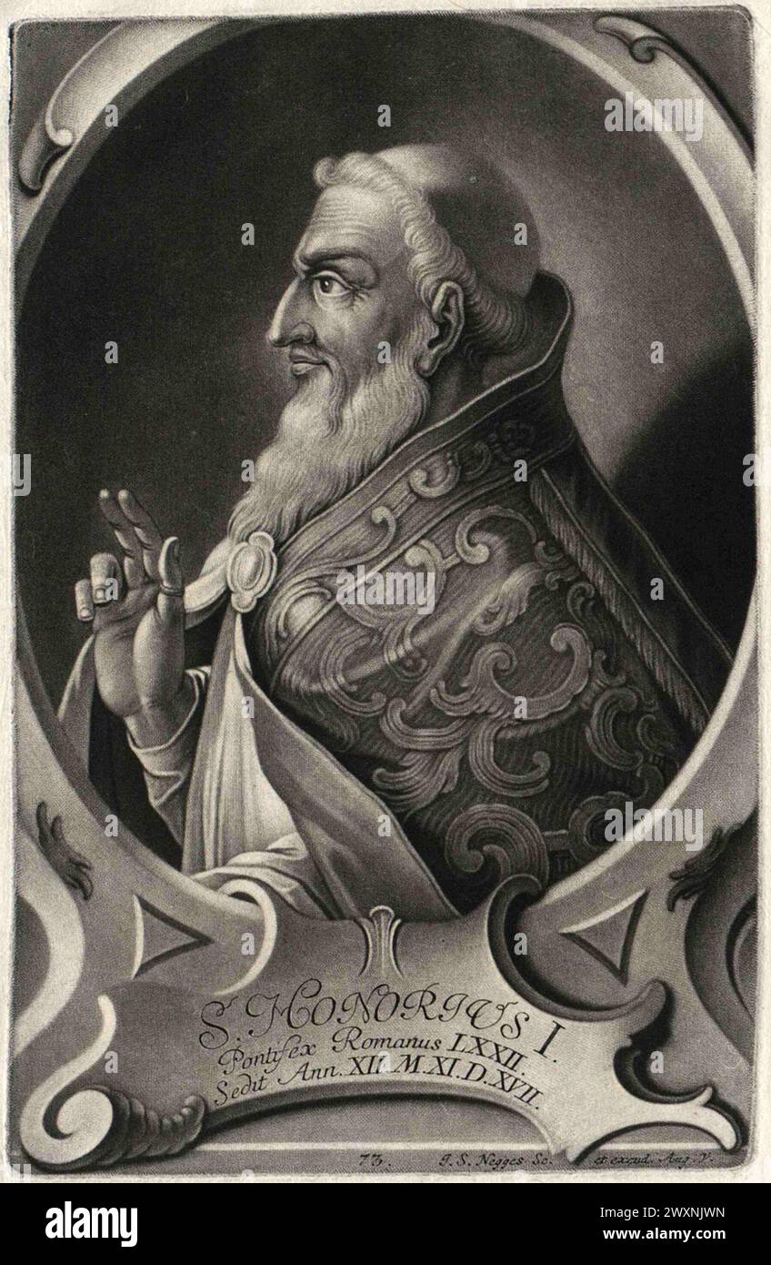 A 16th Century engraving of Pope Marcellus I who was pontiff from AD625 ...