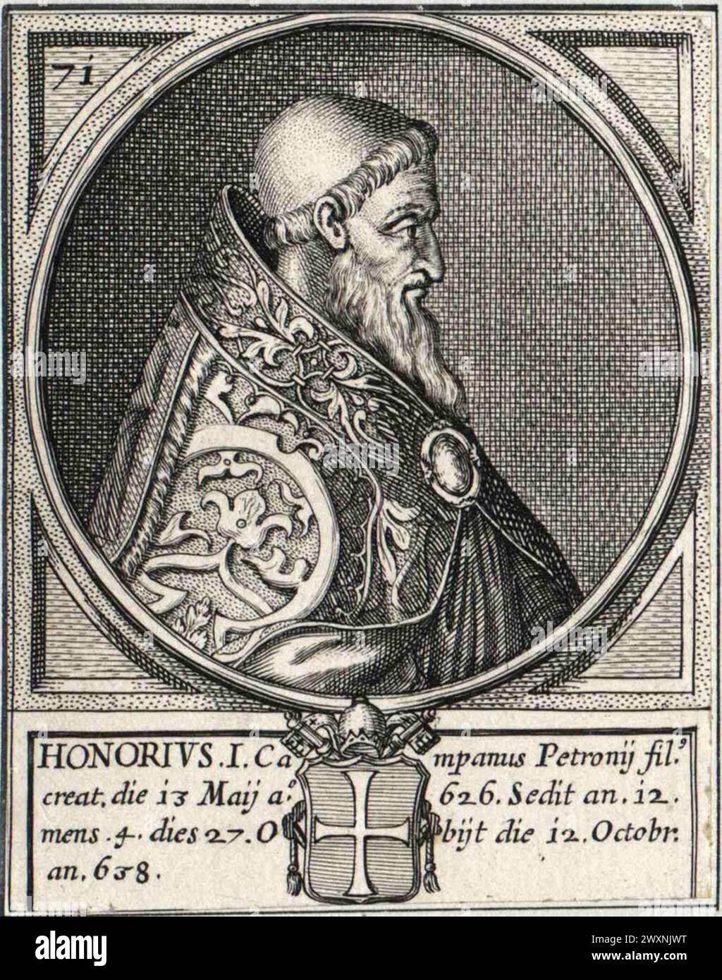 A 16th Century engraving of Pope Marcellus I who was pontiff from AD625 ...