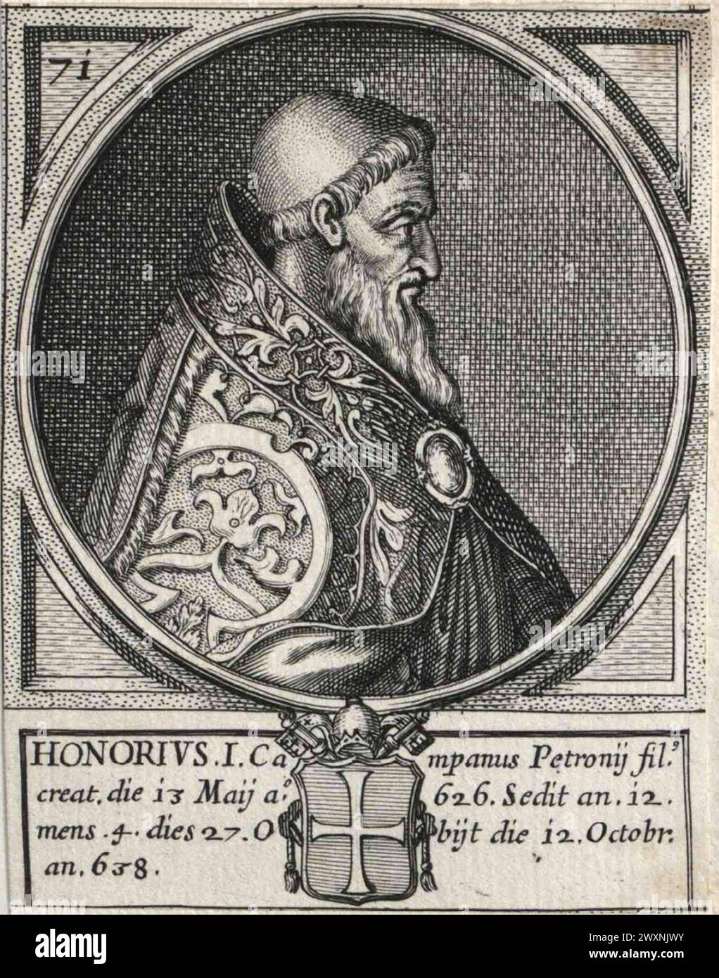 A 16th Century engraving of Pope Marcellus I who was pontiff from AD625 ...