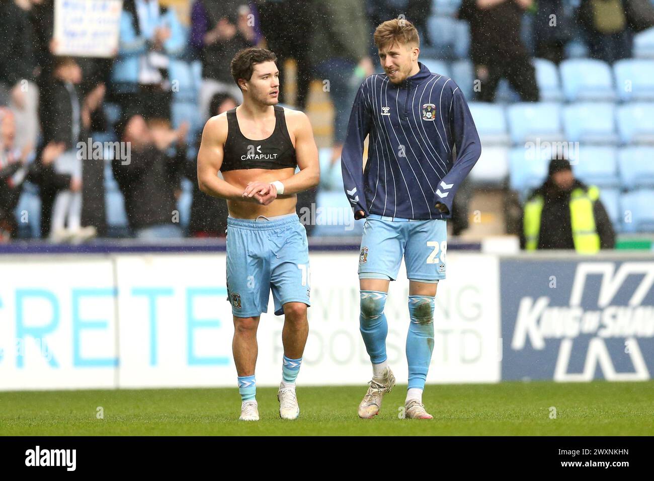 Coventry City's Callum O'Hare (left) and Josh Eccles after the final ...