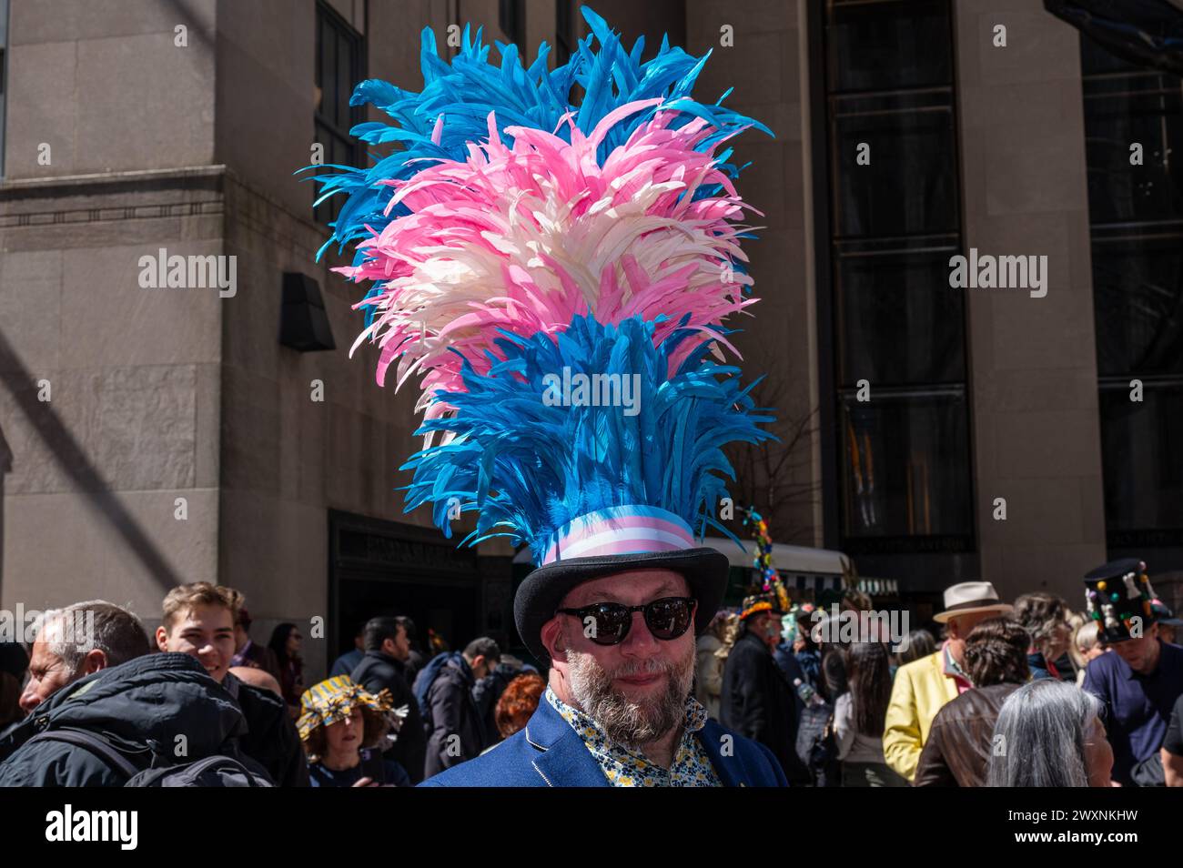 New York, New York, USA, 31 March 2024. Revelers stroll and pose along ...