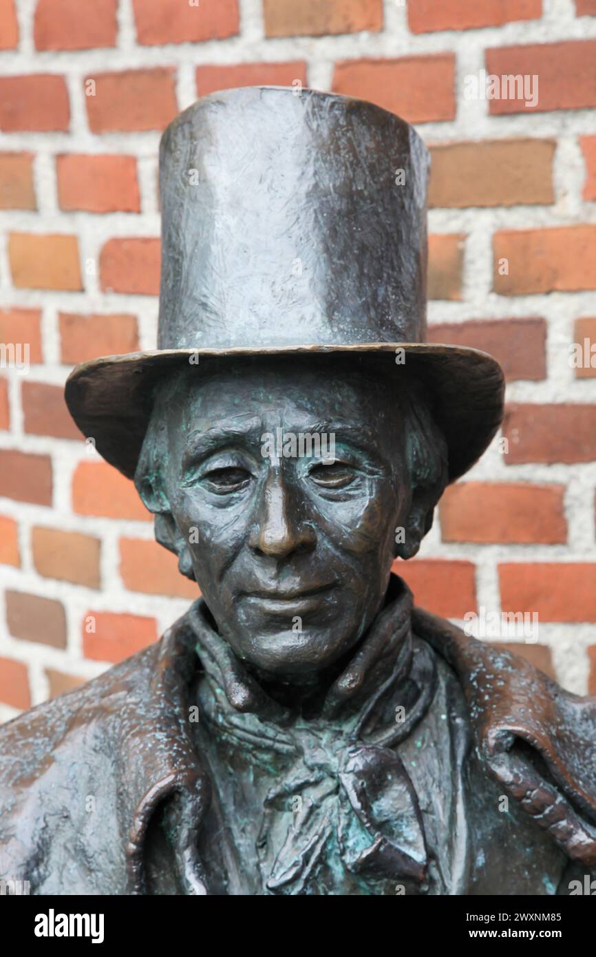 Statue of the Danish autor Hans Christian Andersen in Odense, Denmark ...