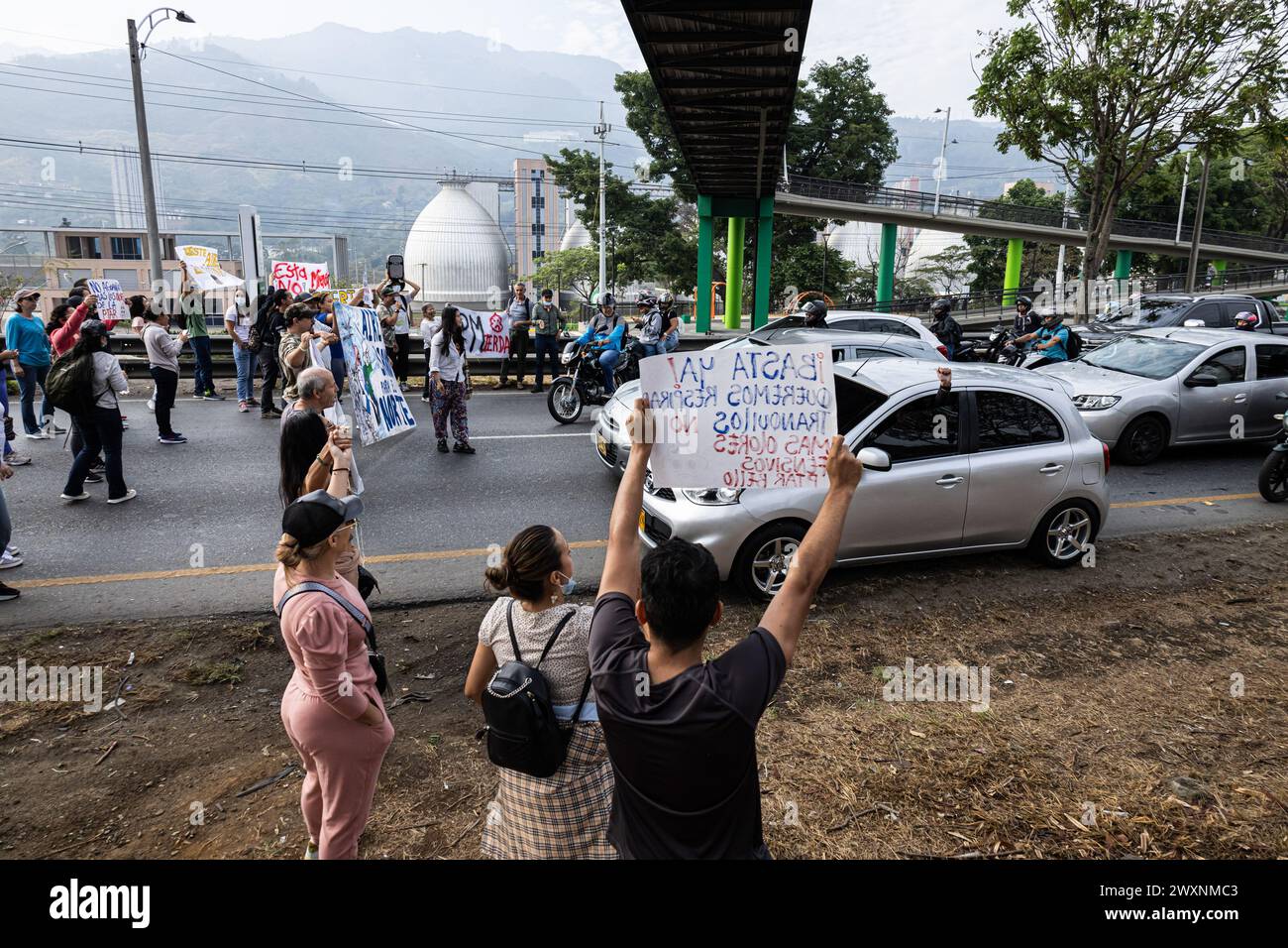 Medellin, Colombia. 01st Apr, 2024. Demonstrators take part in a ...