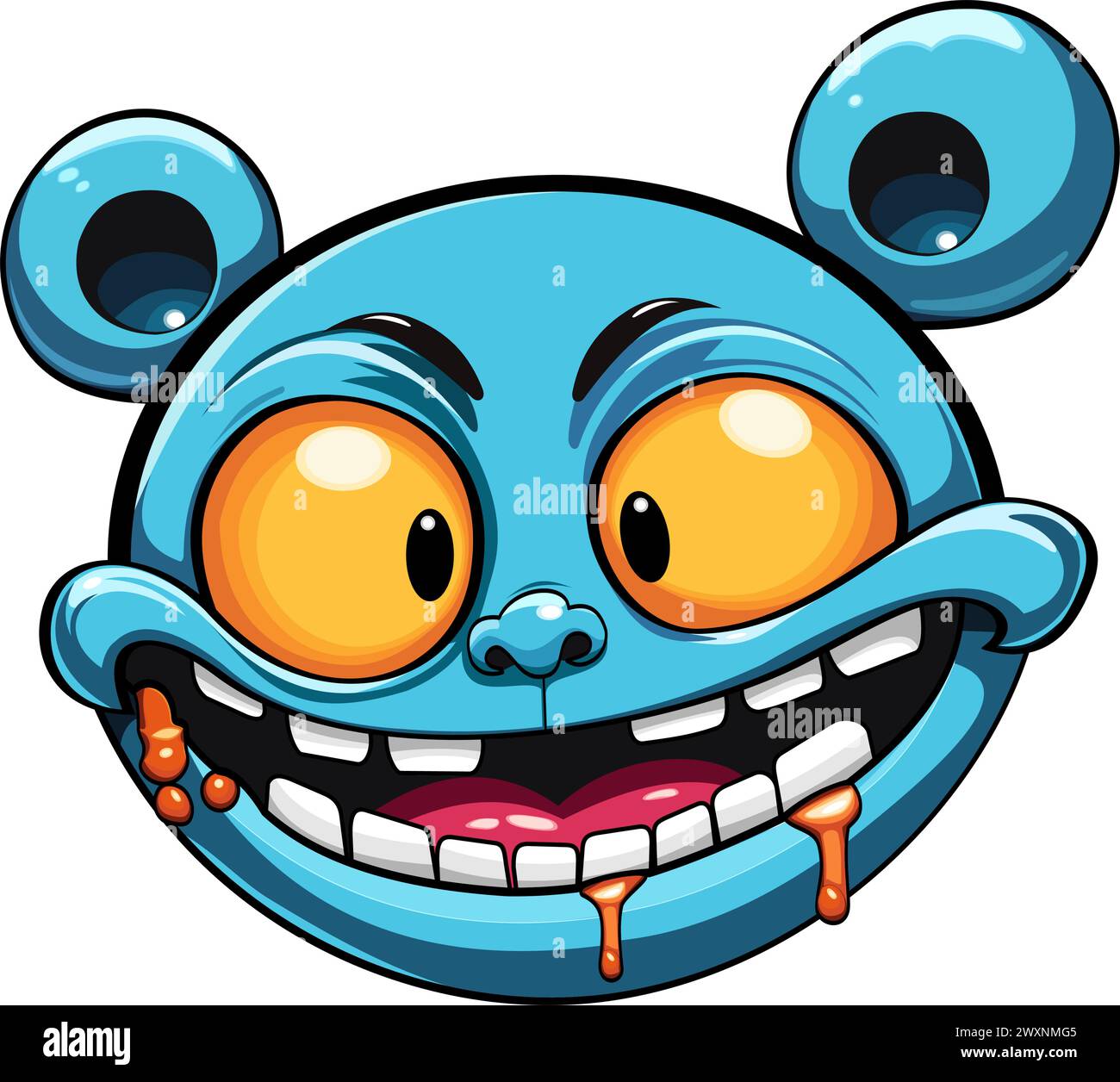 Cartoon happy face with big eyes and big teeth Stock Vector Image & Art ...