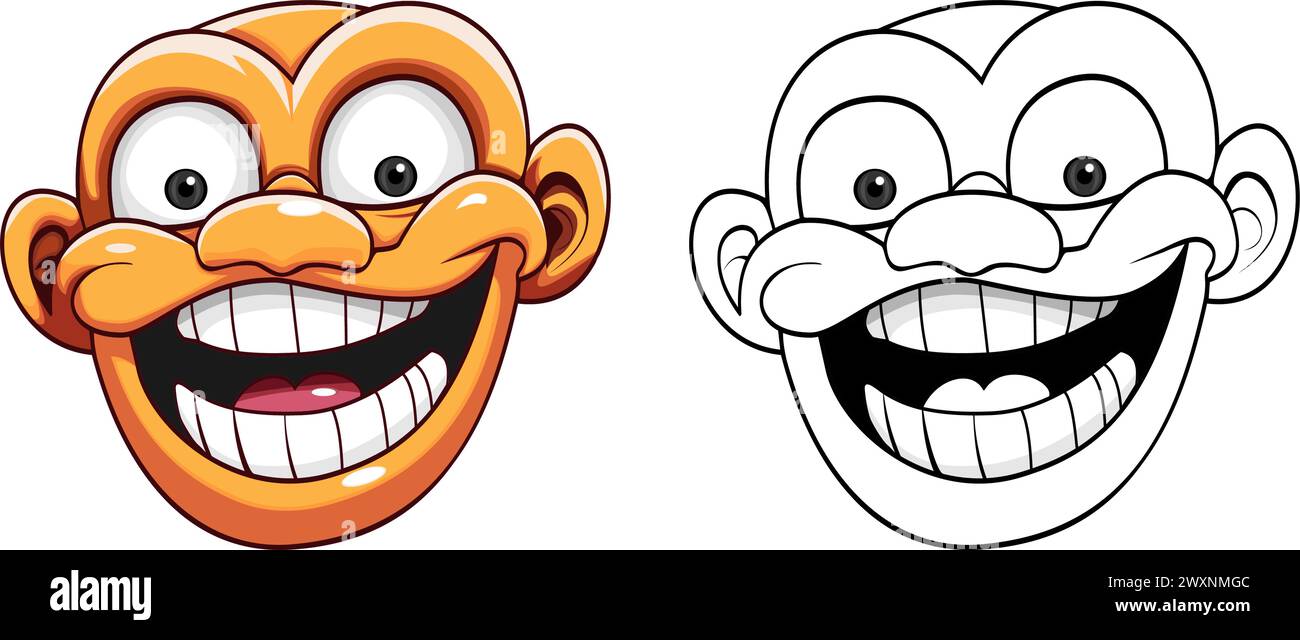 Cartoon happy face with big eyes and big teeth Stock Vector Image & Art ...