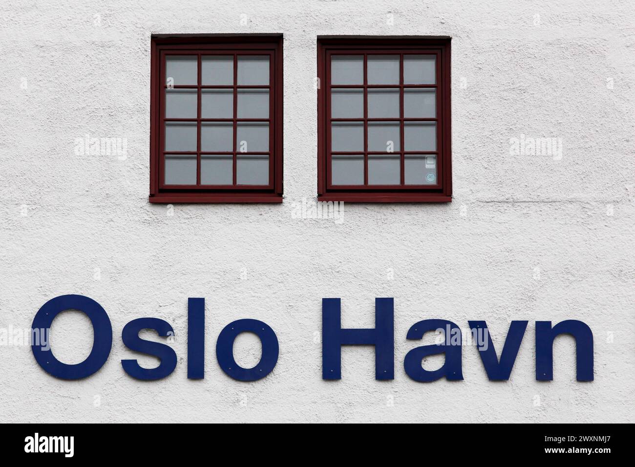 Oslo harbour sign sign on a wall called Oslo havn in Norwegian language ...