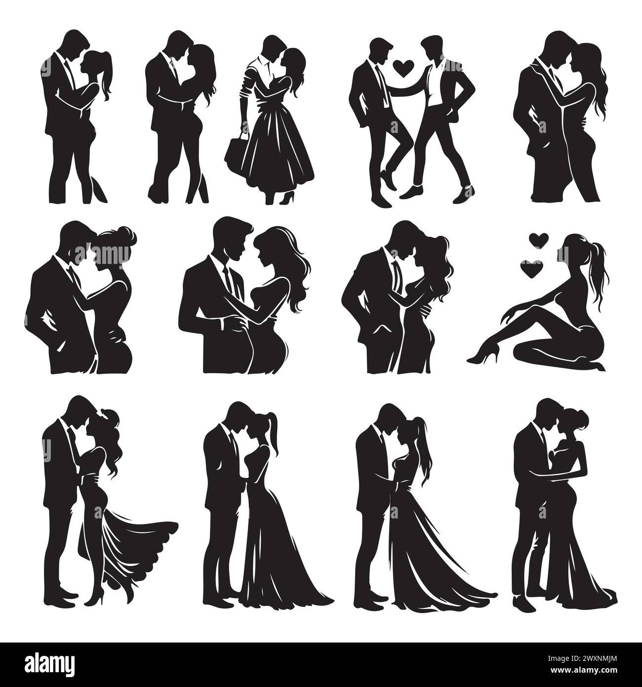 Silhouette Set Of Romantic Couple Stock Vector Image And Art Alamy