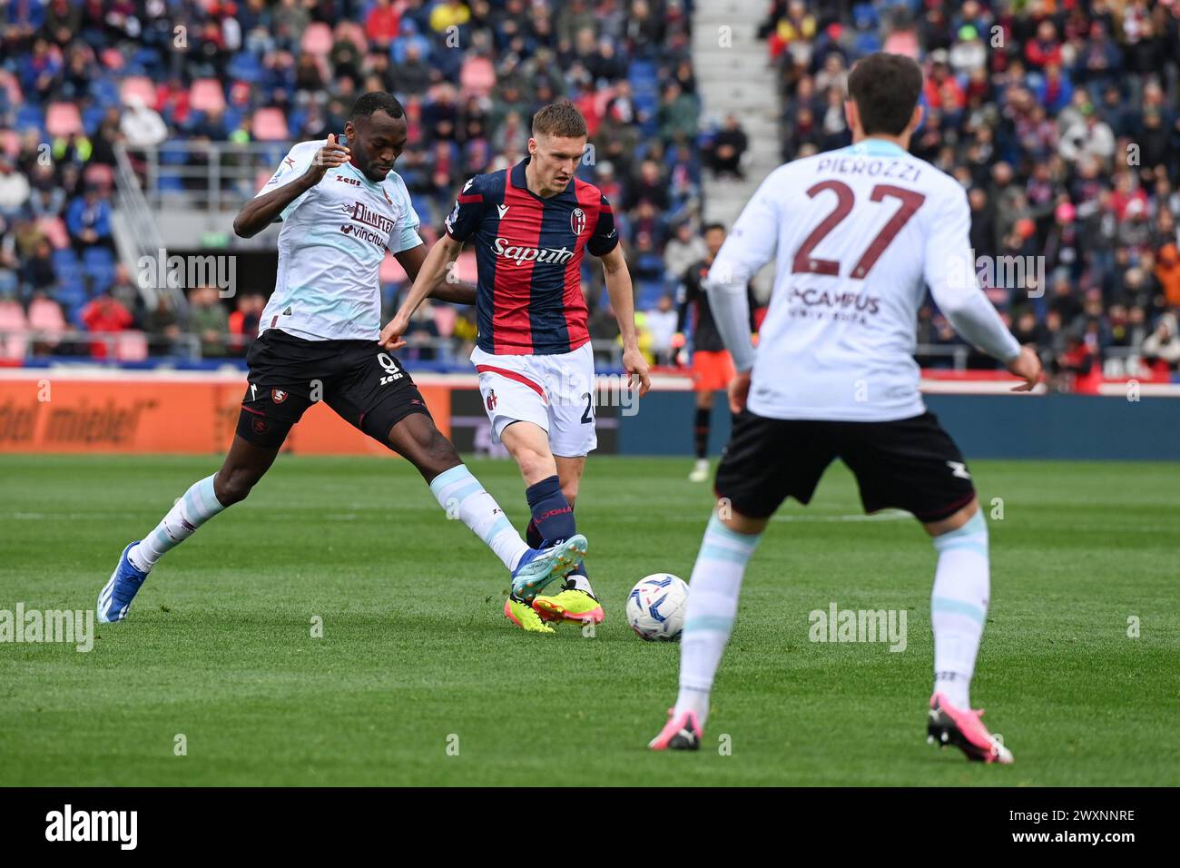 Bologna, Italy. 01st Apr, 2024. Stefan Aebischer (Bologna Fc) in action ...