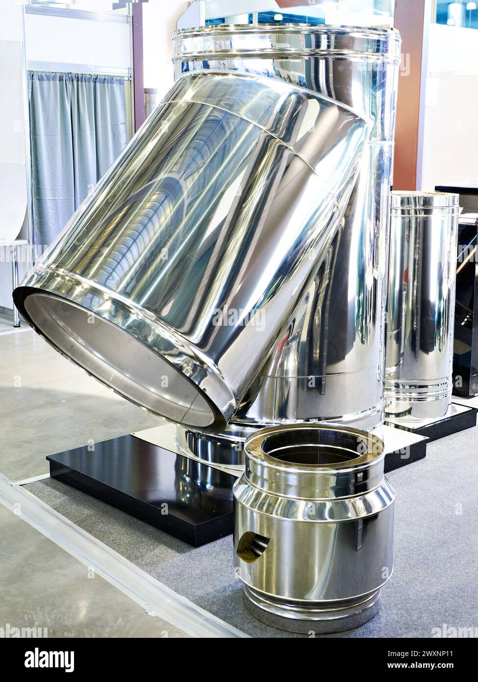 Double wall stainless steel chimney on exhibition Stock Photo - Alamy