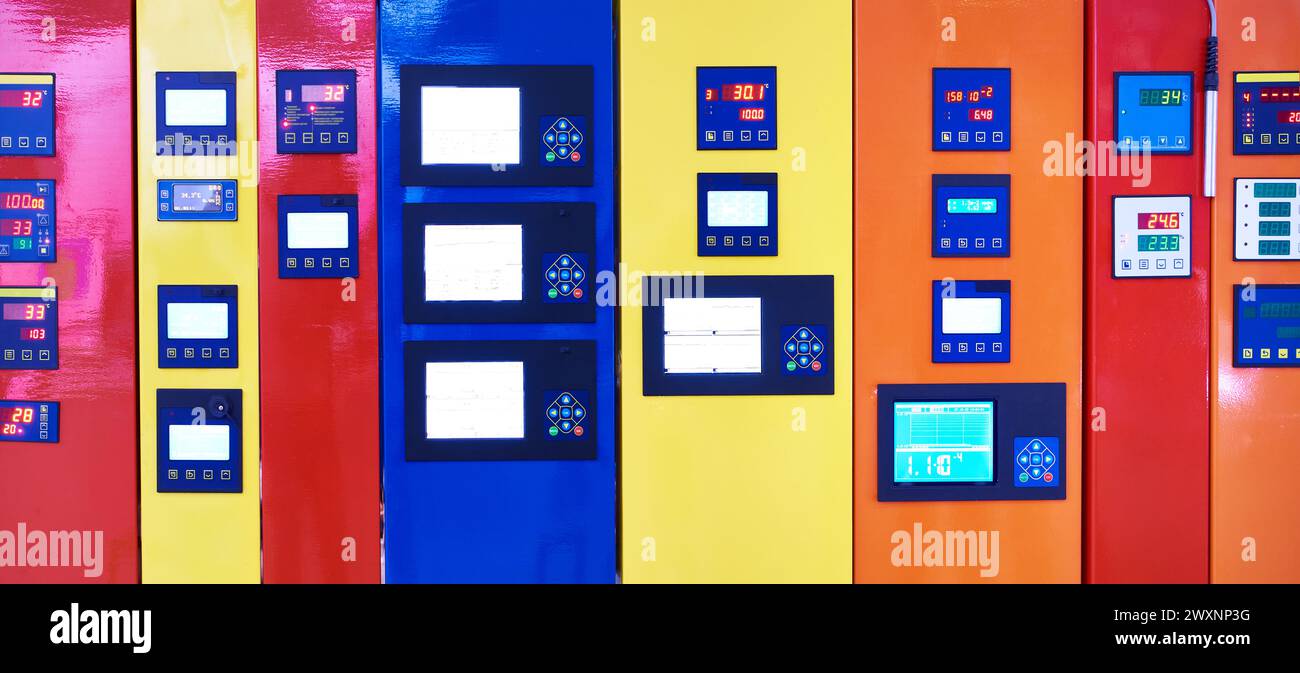 Digital industrial control panels for equipment and systems Stock Photo ...