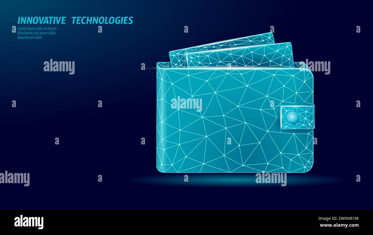 Low poly Online technology wallet. Future e-commerce digital ...