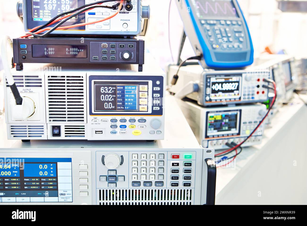 Power supplies and electronic measuring devices in the laboratory Stock ...