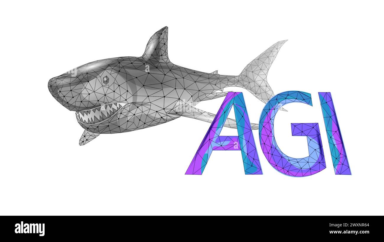 Artificial general intelligence shark letter symbols. Minimalist style ...