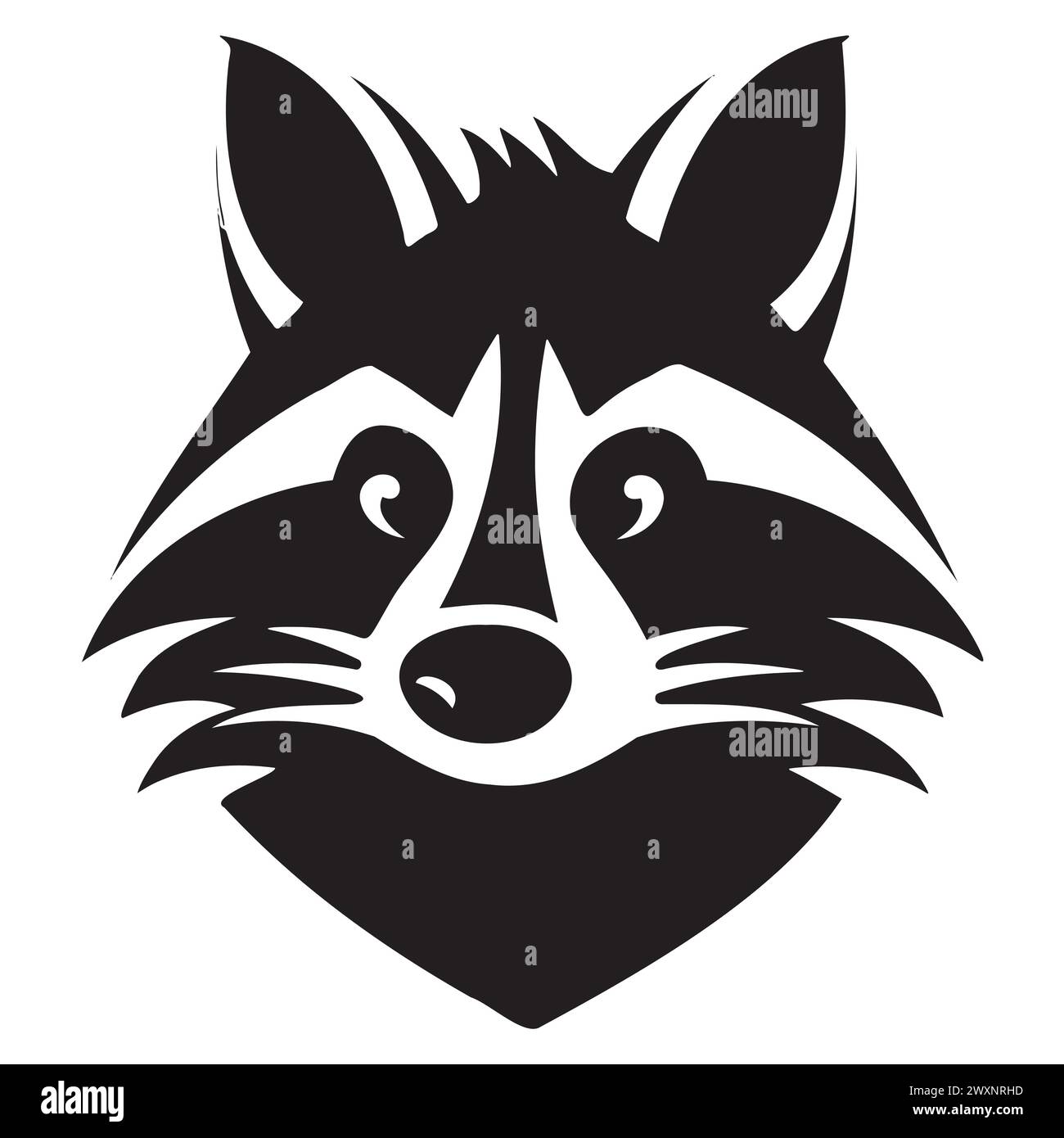 simple illustration of raccoon head logo and icon, clip art vector ...