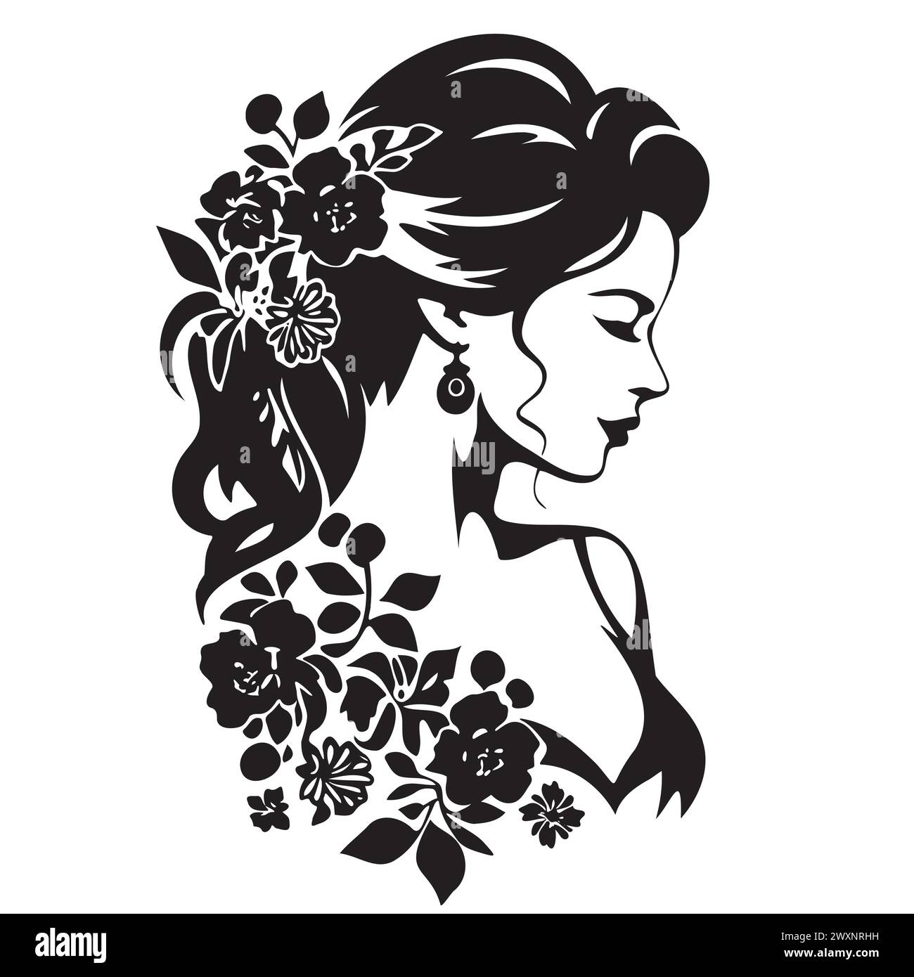 Black silhouette of Queen. Traditional image of the queen side view ...