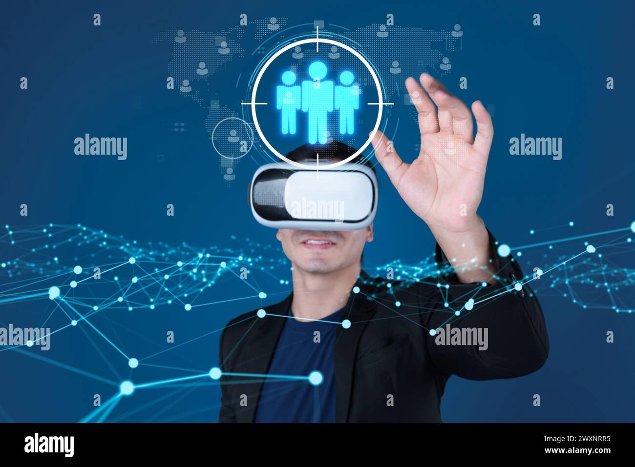 Business person analyzes data to identify customer target groups ...