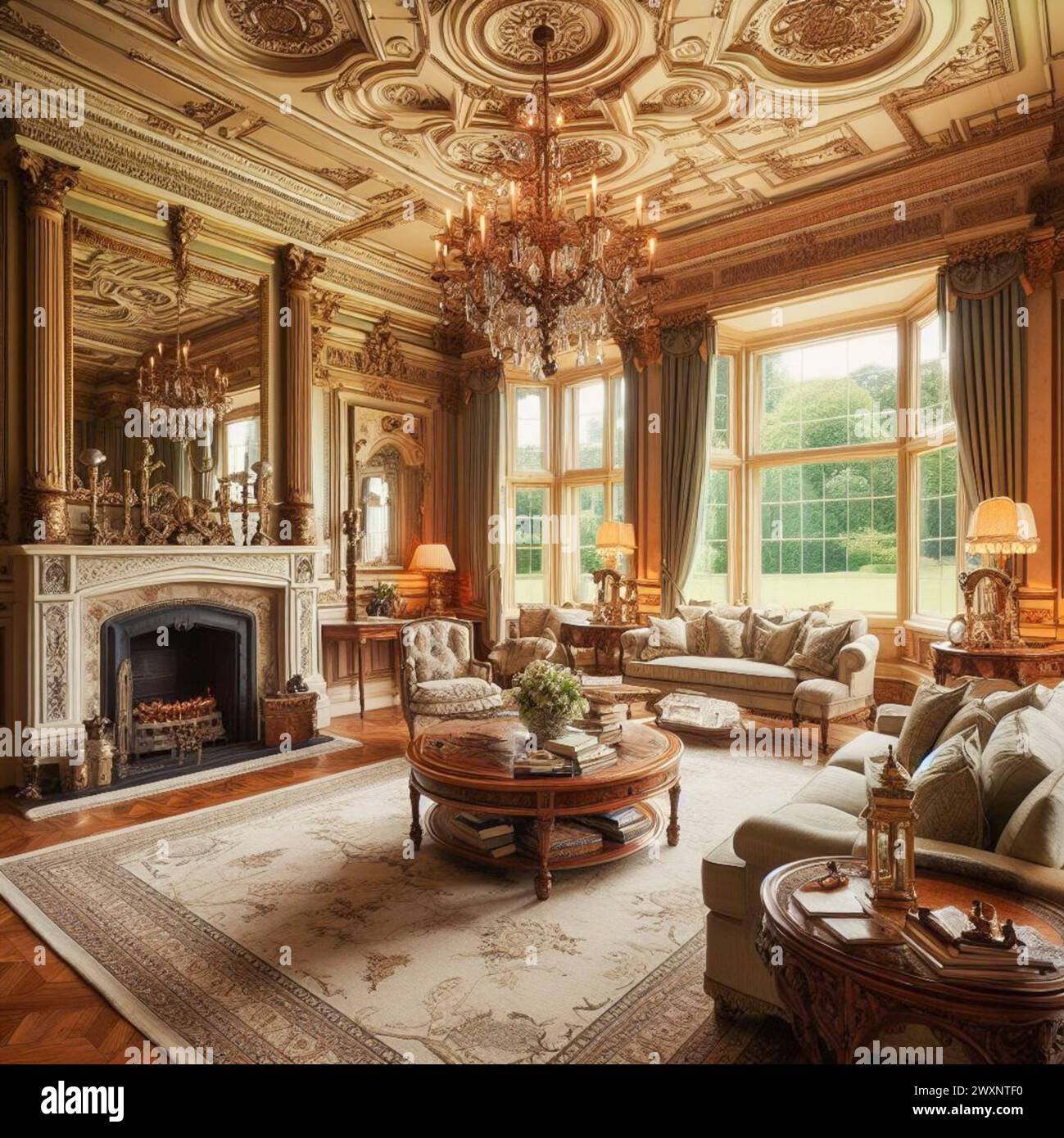 Interior of a luxurious mansion Stock Photo - Alamy