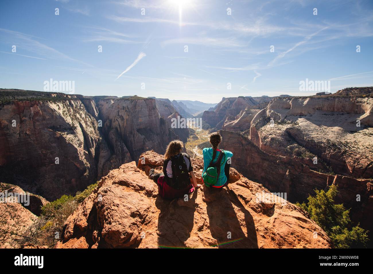 View over the Zion valley towards Angel's Landing seen from Observation ...