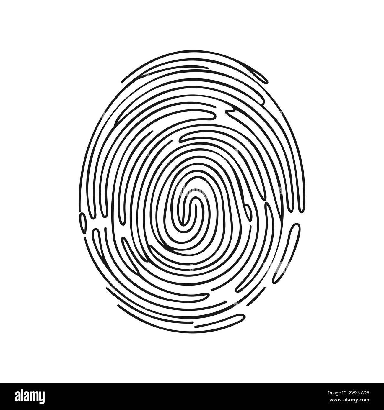 Linear drawing of a fingerprint. Continuous line drawing of biometric ...