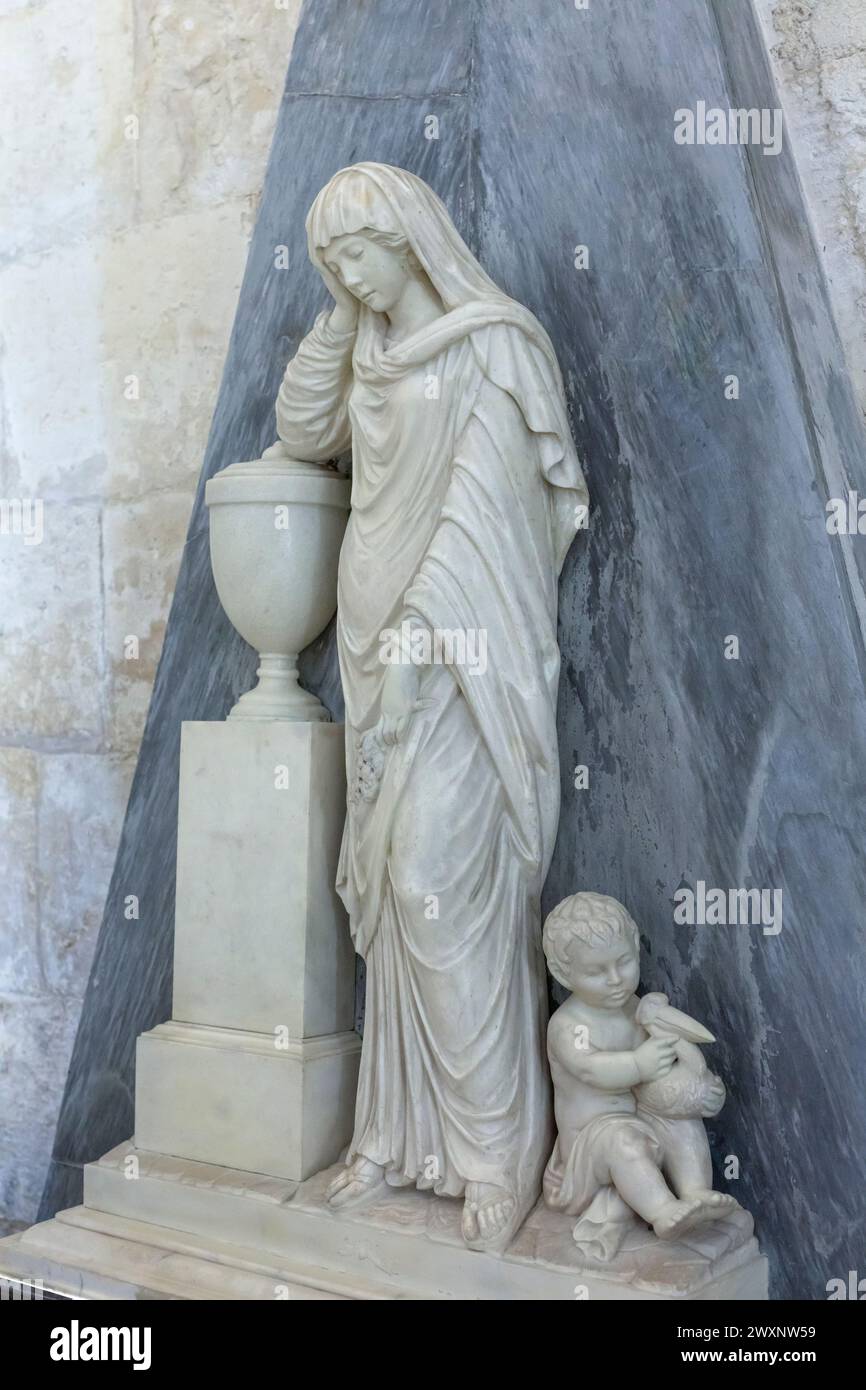 Marble memorial, tomb of Vladimir governor Roman Vorontsov, 18th century, Interior of Cathedral ...