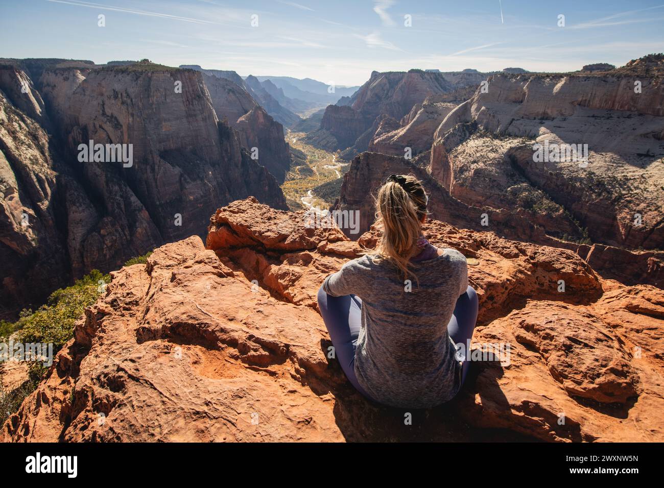 View over the Zion valley towards Angel's Landing seen from Observation ...
