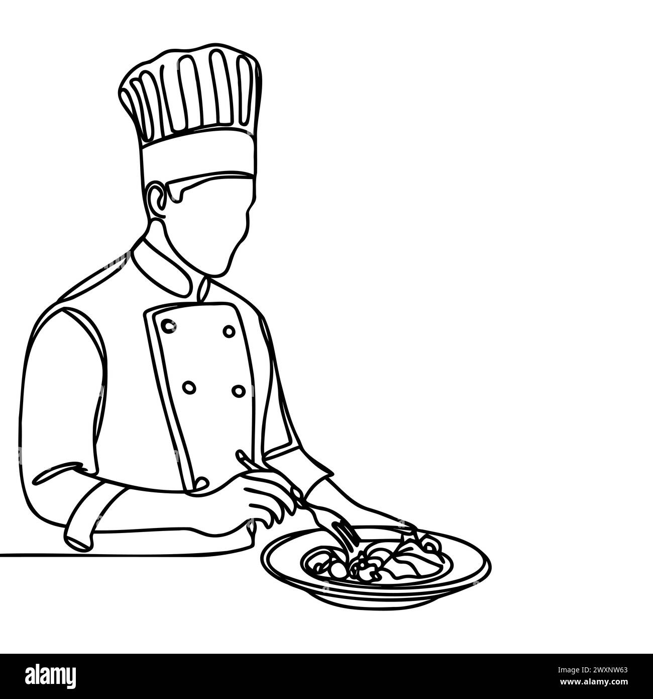 A chef pours condiments to the dish and do the garnishing. Continuous ...