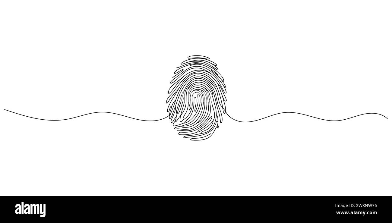 Linear drawing of a fingerprint. Continuous line drawing of biometric ...