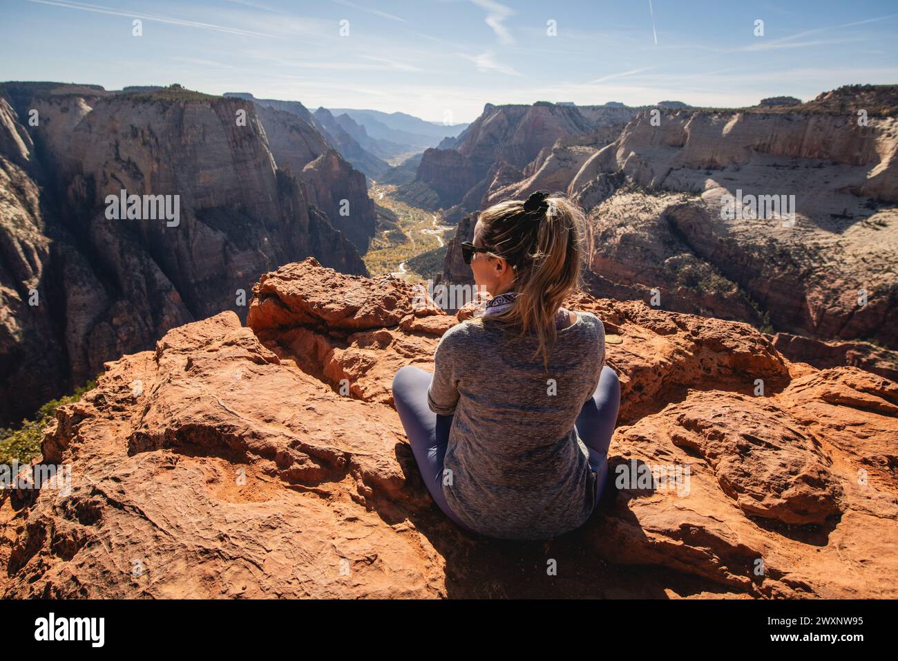 View over the Zion valley towards Angel's Landing seen from Observation ...