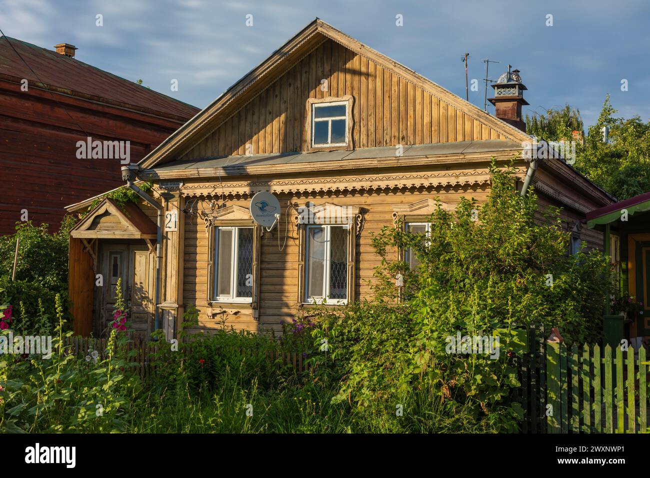 Vintage house, street in old town, Vladimir, Vladimir region, Russia ...
