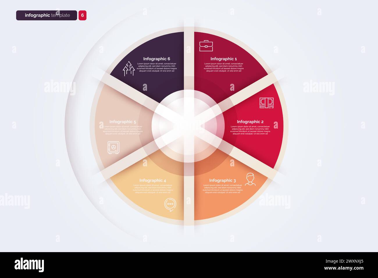 Six option cycle infographic chart. Vector illustration Stock Vector ...