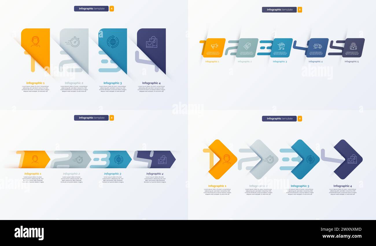 Set of vector number infographic template composed of 4 labels Stock ...