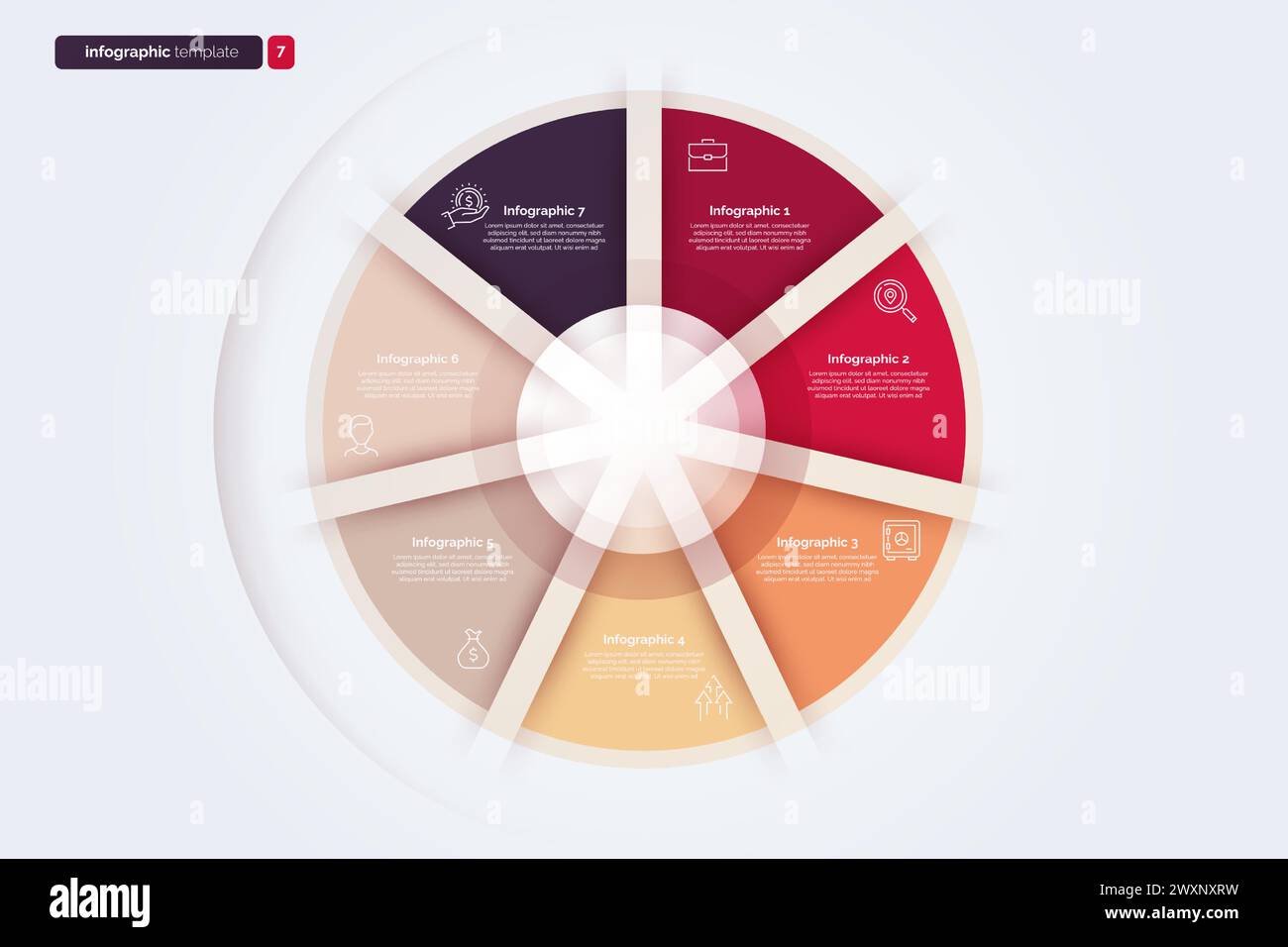 Seven option cycle infographic chart. Vector illustration Stock Vector ...