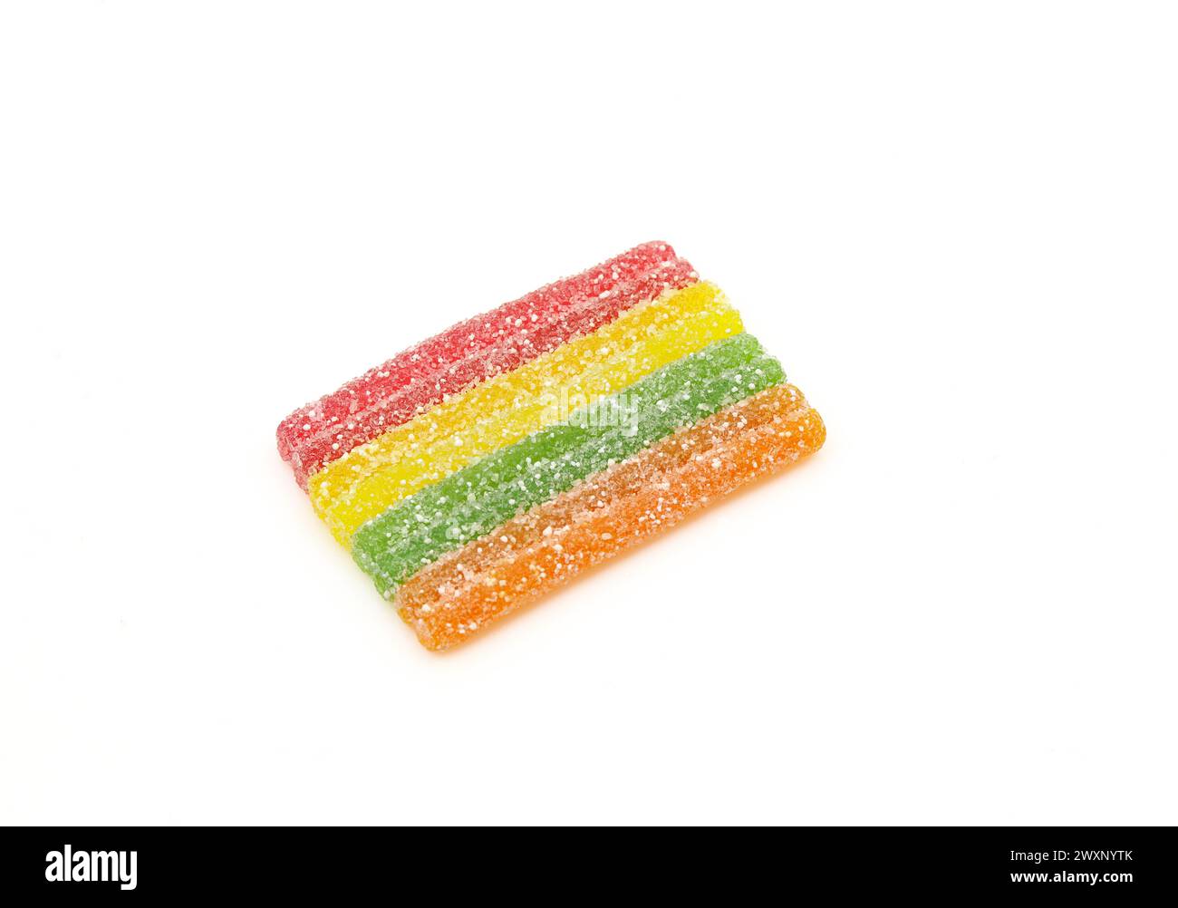 Rainbow stripes sugar crystals sprinkled gummy jelly candy isolated on ...