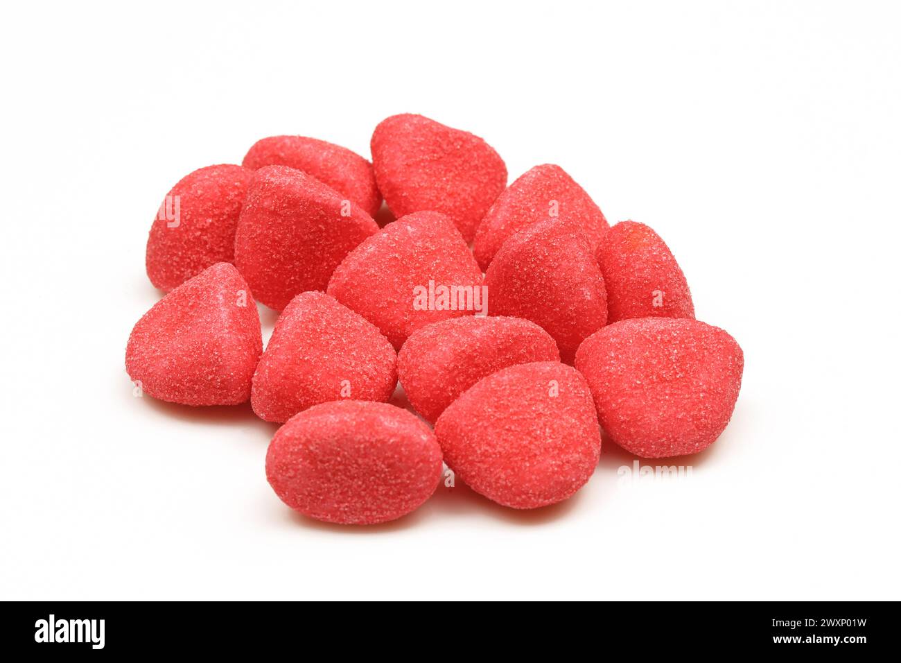 Pile of red gummy candies treat isolated on white background Stock ...