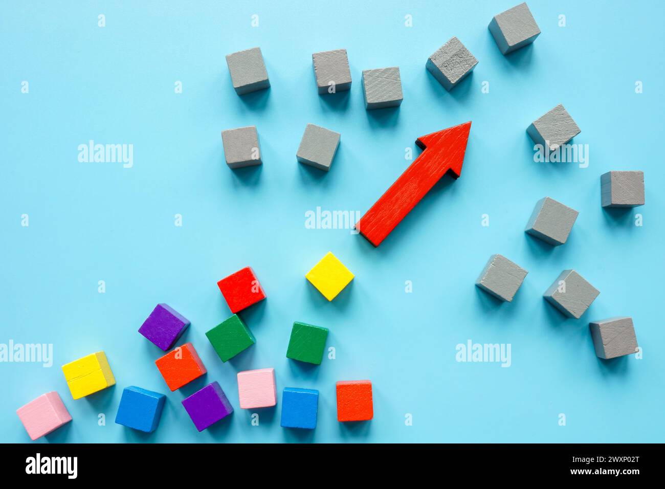 Gray cubes, multi-colored and arrow as a concept of diversity in ...