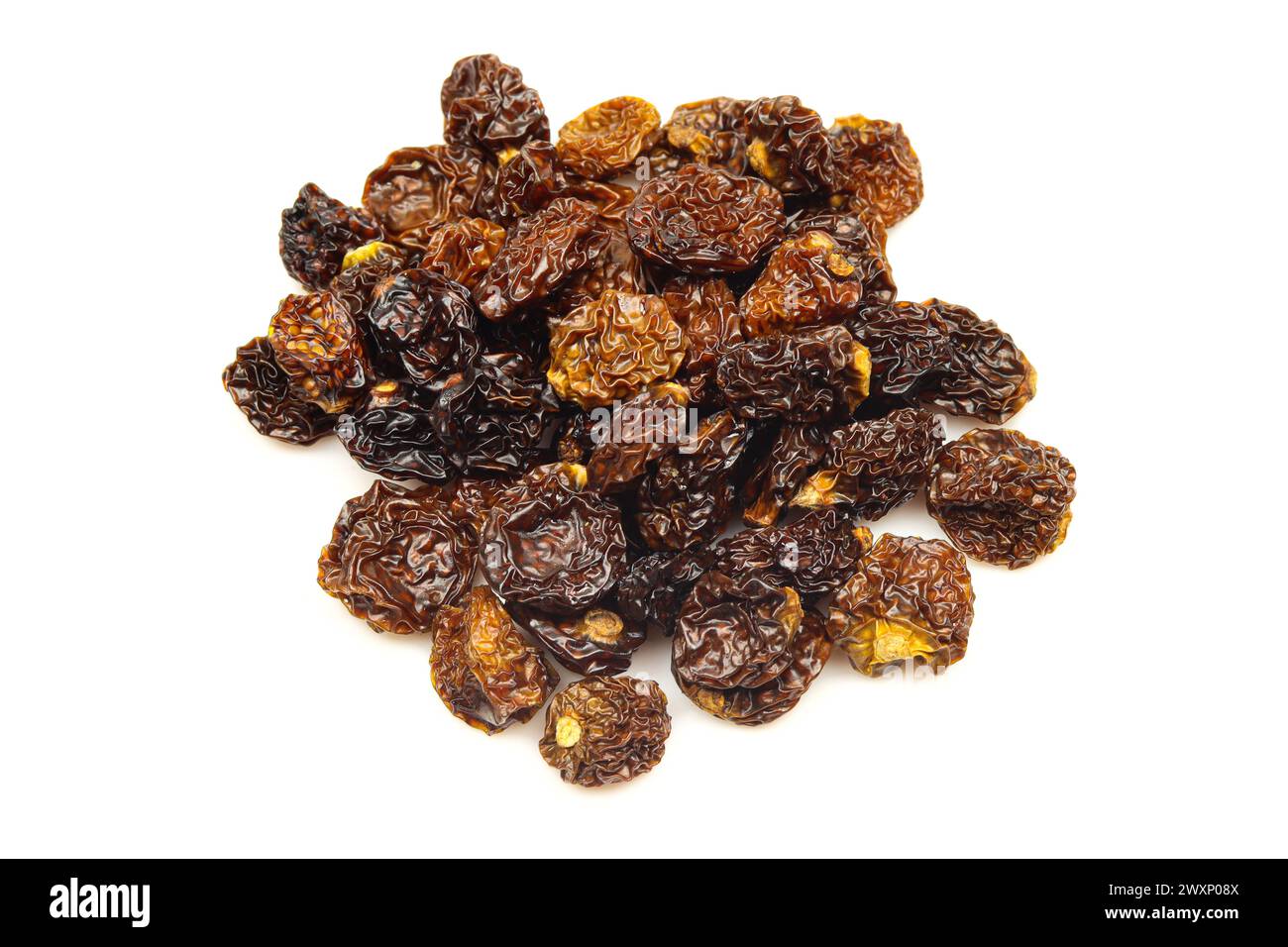 Pile of dried organic physalis gooseberries isolated on white ...