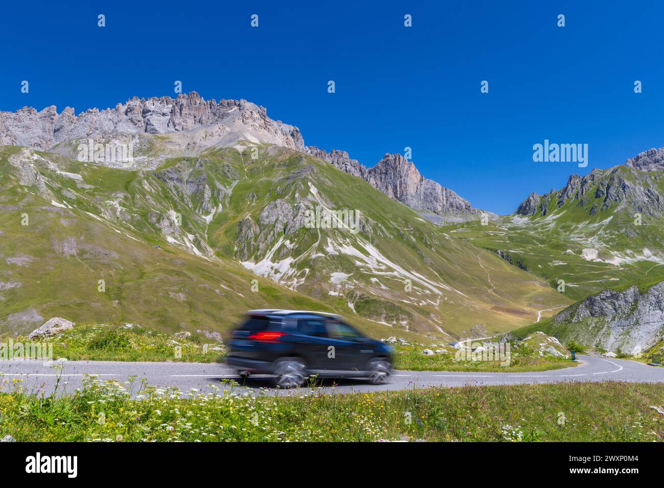 Route des Grandes Alpes near Col du Galibier, Hautes-Alpes, France ...