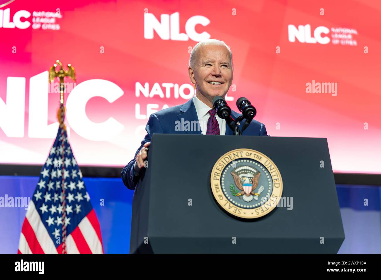 President Joe Biden delivers remarks at the National League of Cities ...