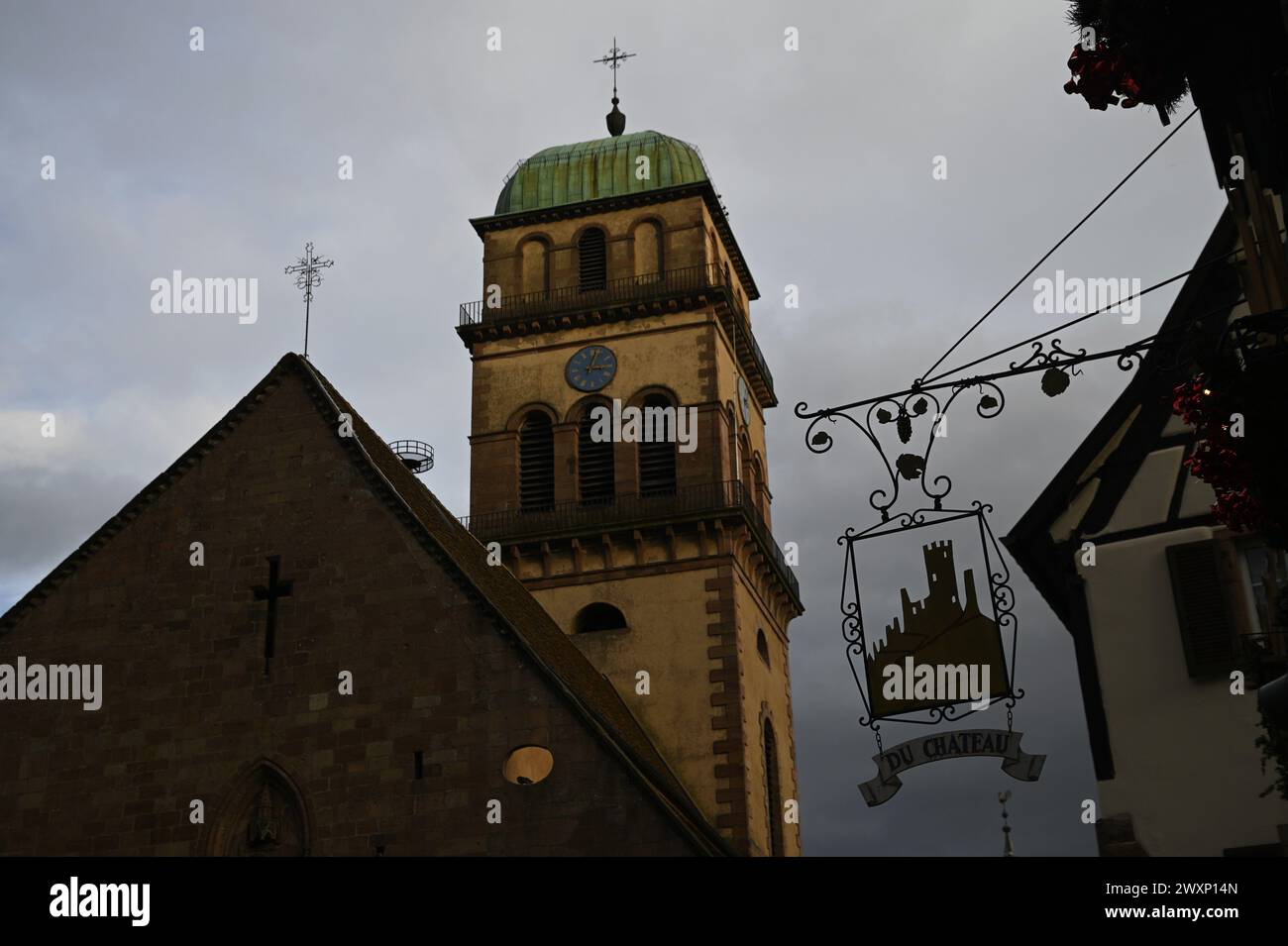 Scenic bell tower view of the Romanesque Gothic style Église Sainte ...