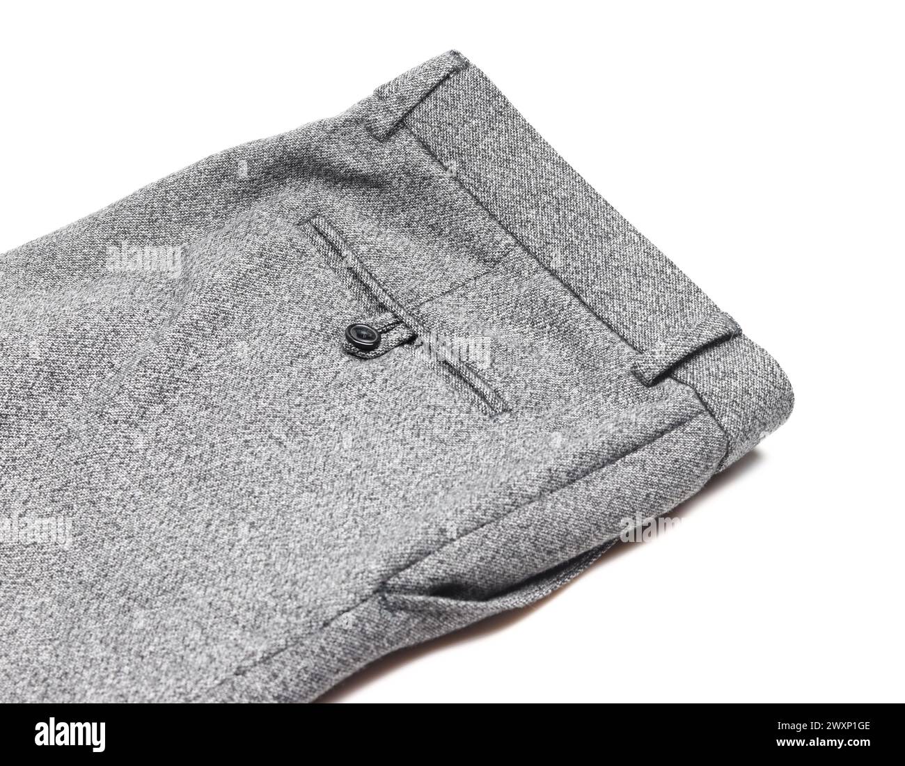 Folded gray classic formal man pants isolated on white background Stock ...
