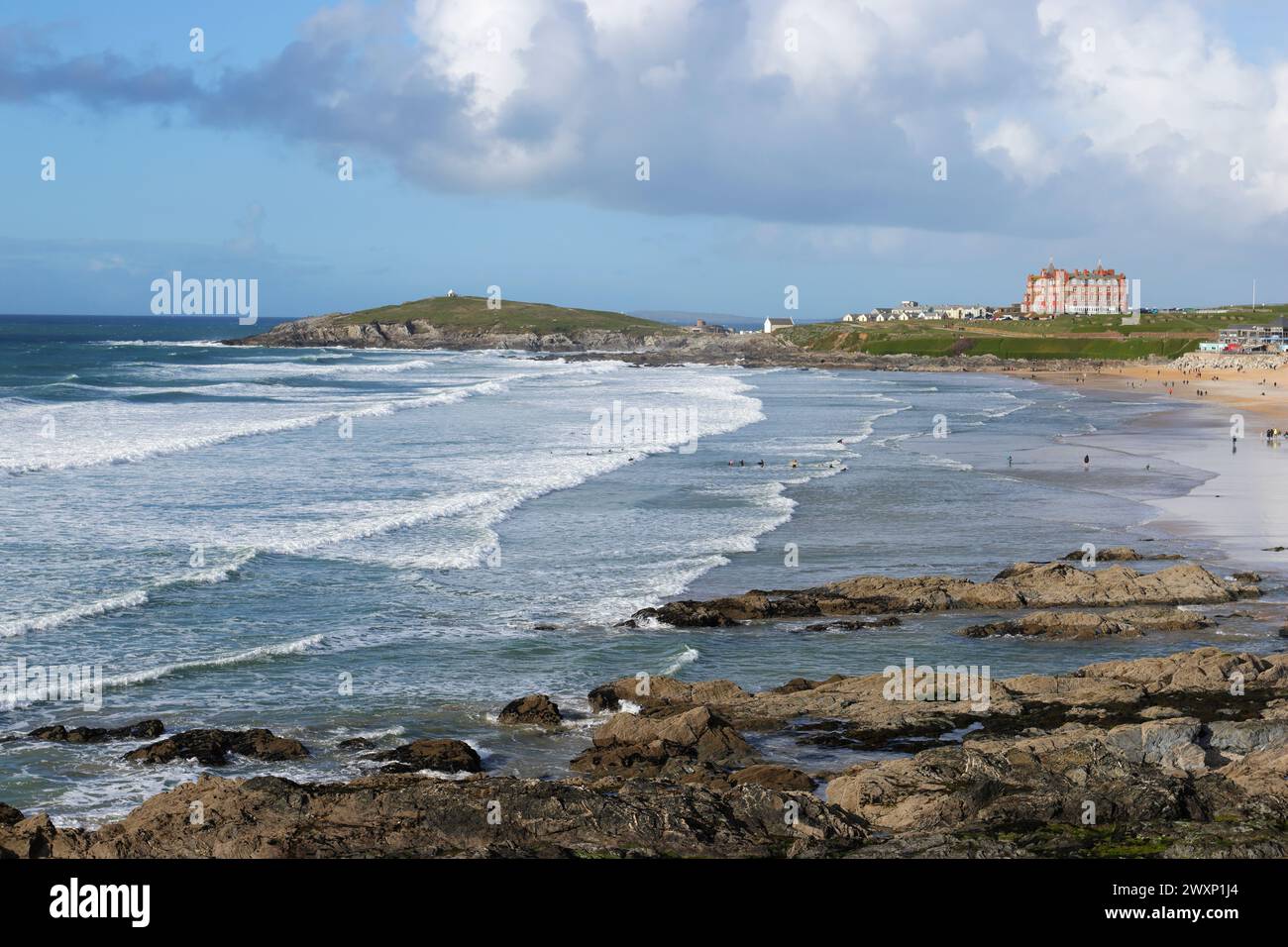 Late afternoon light on Fistral Beach, Newquay, Cornwall Stock Photo ...