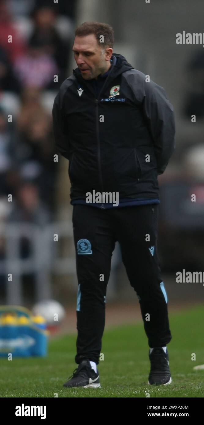 Sunderland on Monday 1st April 2024. Blackburn Rovers Head Coach John ...