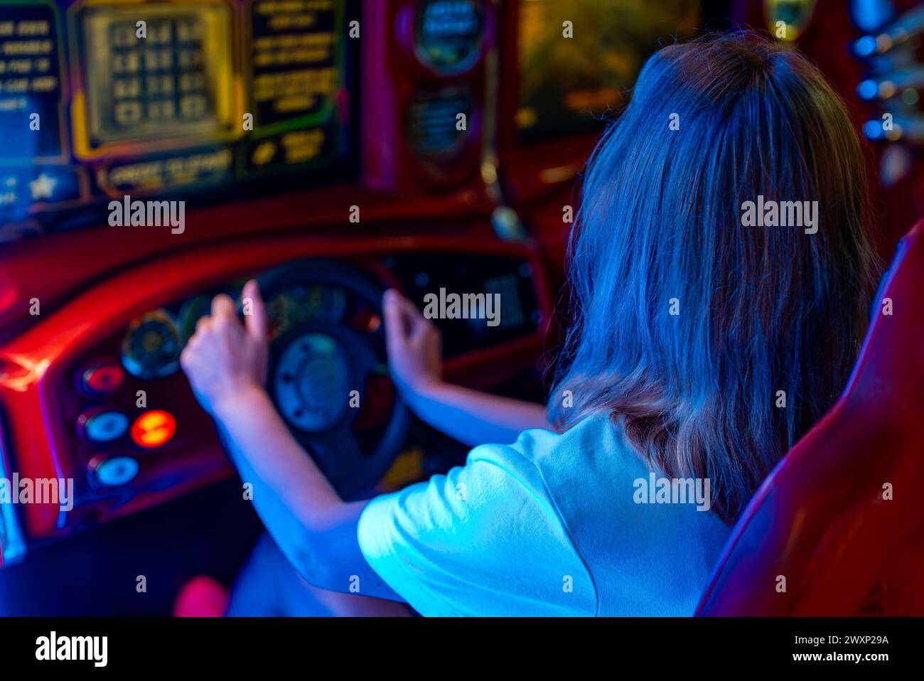 Girl playing computer racing hi-res stock photography and images - Alamy
