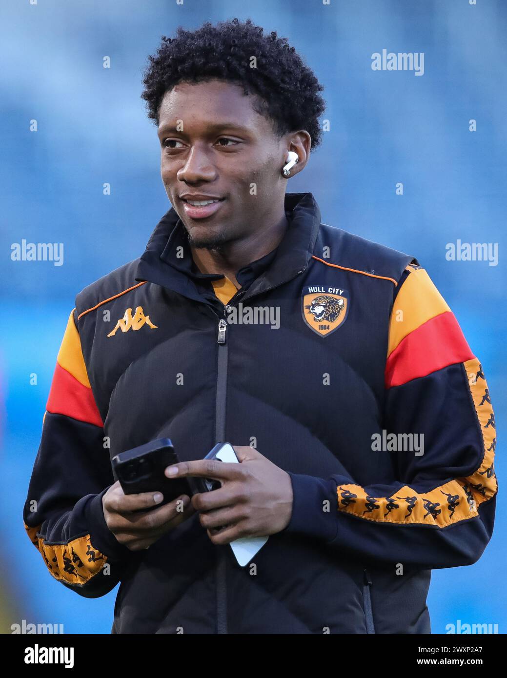 Jaden Philogene-Bidace of Hull City arrives at Elland Road Stadium ...
